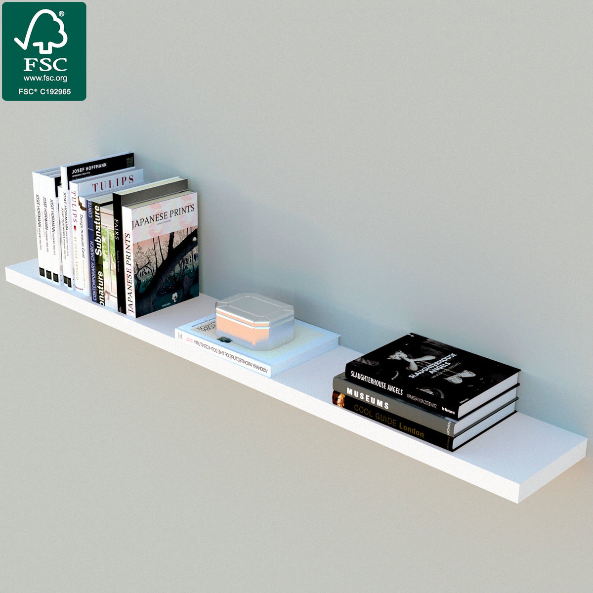 Balda pared Blanca Madera. Gran capacidad carga. Soporte oculto. Henor